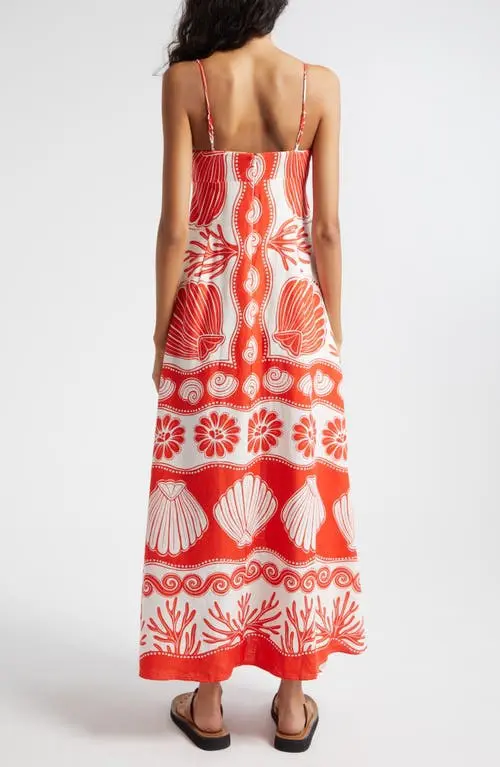 Farm Rio Ainika Shell Print Linen Blend Maxi Dress In Red - 55% Off |  Editorialist