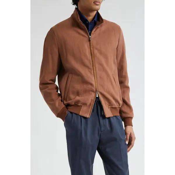 Thom Sweeney Linen Bomber Jacket