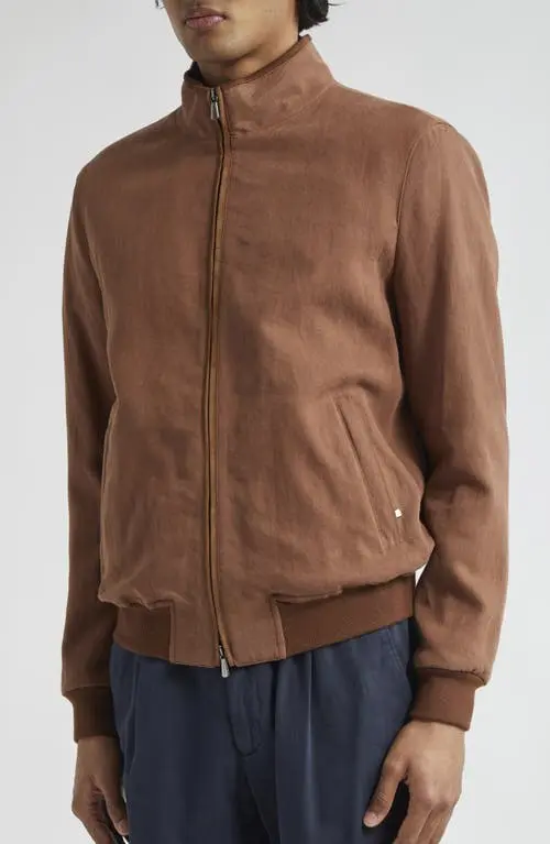 Thom Sweeney Linen Bomber Jacket