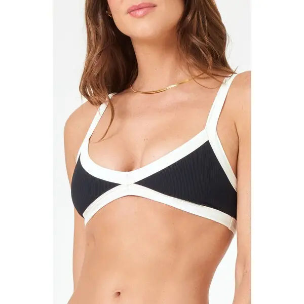 L*Space Taylor Rib Bikini Top - Black/ Cream