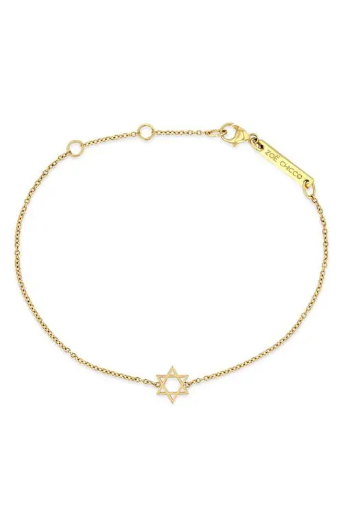 Zoe Chicco Star Of David Pendant Bracelet - Yellow Gold