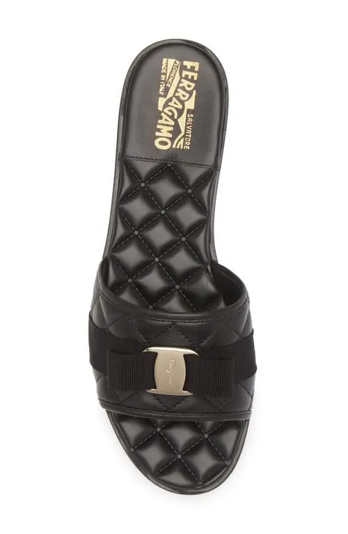 Ferragamo Lovec Quilted Slide Sandal - Nero | Editorialist