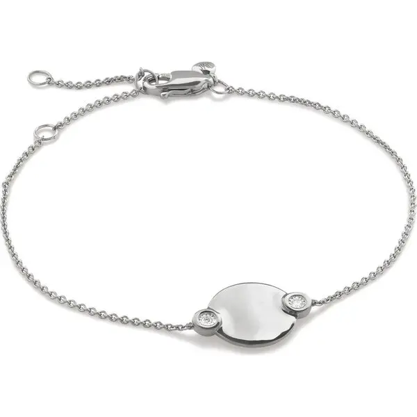 Monica Vinader Lab Created Diamond Engravable Disc Bracelet - Sterling Silver/diamond
