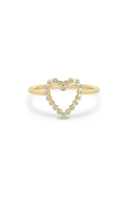 Zoe Chicco Diamond Heart Ring - Yellow Gold