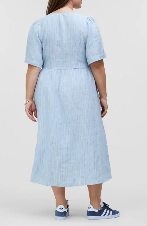 Madewell Cassie Button Front Linen Midi Dress In Powder Blue - 46% Off |  Editorialist