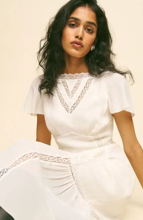 Reformation Domini Empire Waist Dress In White - 40% Off
