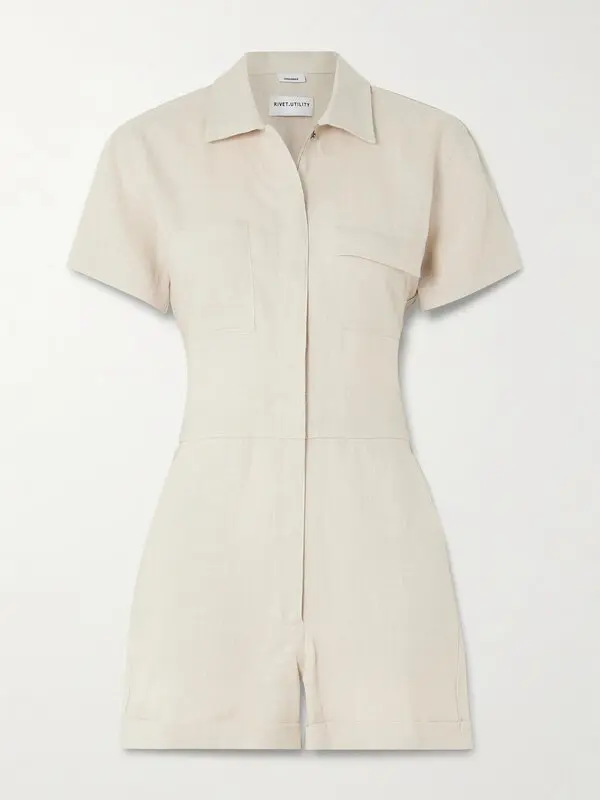 RIVET UTILITY Dreamer Linen Playsuit - Neutrals