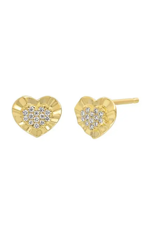 Bony Levy Icon Pavé Diamond Heart Stud Earrings - 18k Yellow Gold