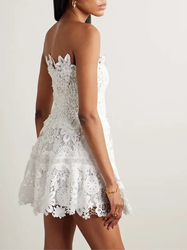 Waimari Tiffany Strapless Shirred Guipure Lace Mini Dress In White - 40%  Off | Editorialist