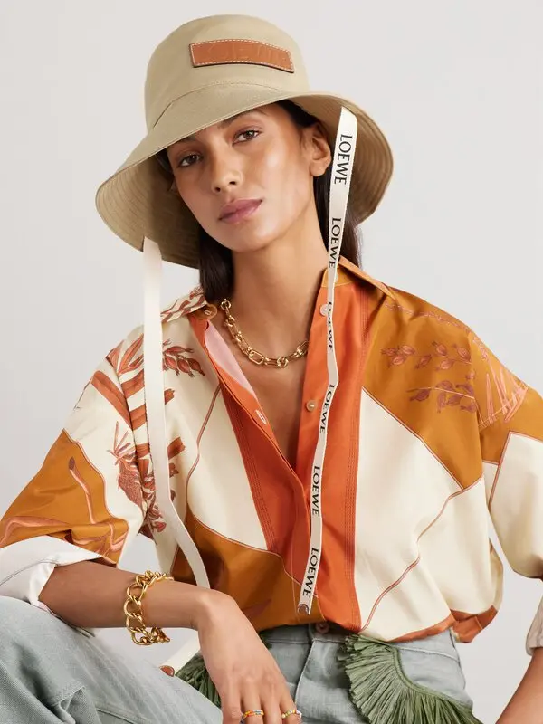 Loewe Paula's Ibiza Appliquéd Cotton-canvas Bucket Hat - Neutrals