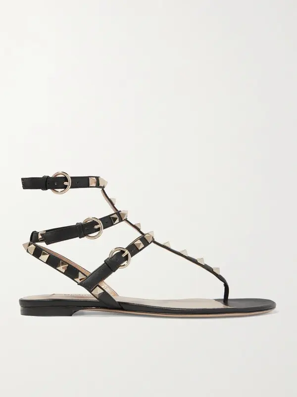 Valentino Garavani Rockstud Leather Sandals - Black