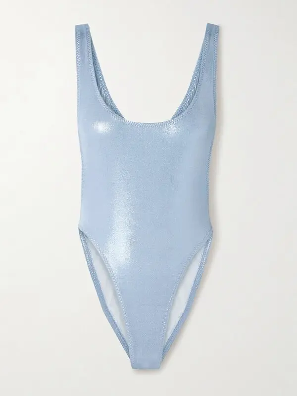 Norma Kamali Marissa Lamé One Piece Swimsuit - Blue