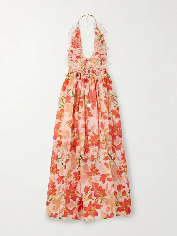 chinese dress ladies Zimmermann maxi linen golden plunge dress with from main image 1