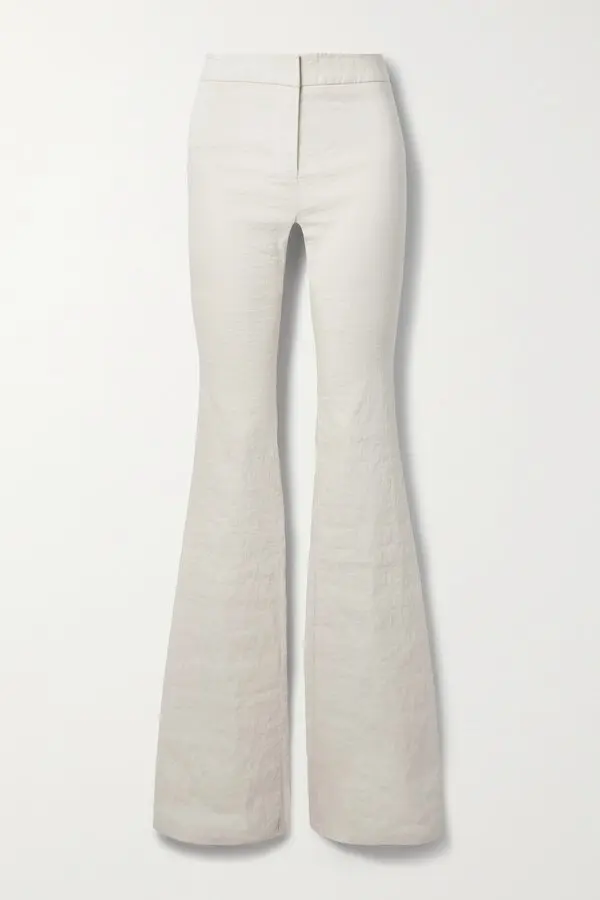 Brandon Maxwell The Fae Crinkled Flared Trousers - Gray