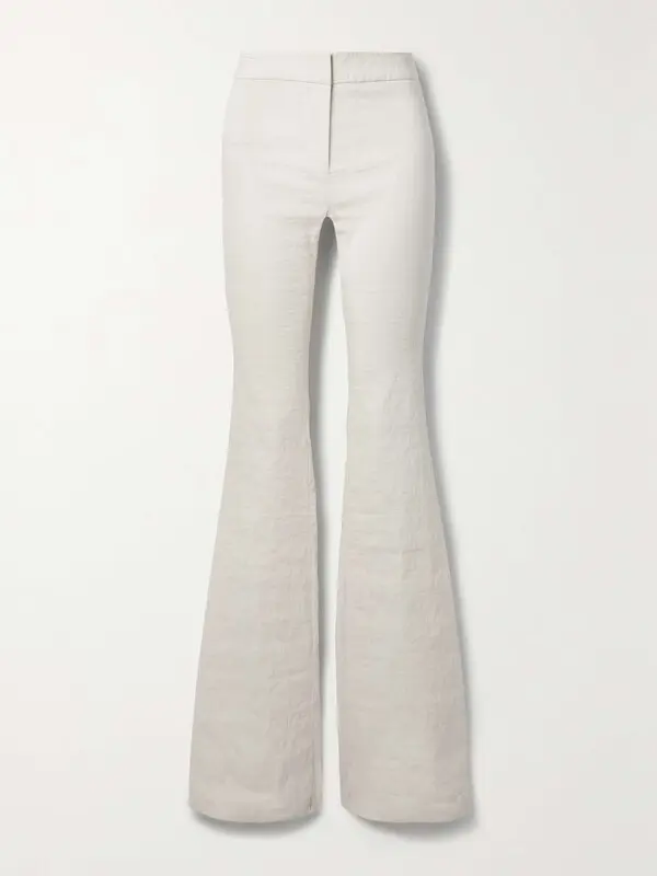Brandon Maxwell The Fae Crinkled Flared Trousers - Gray