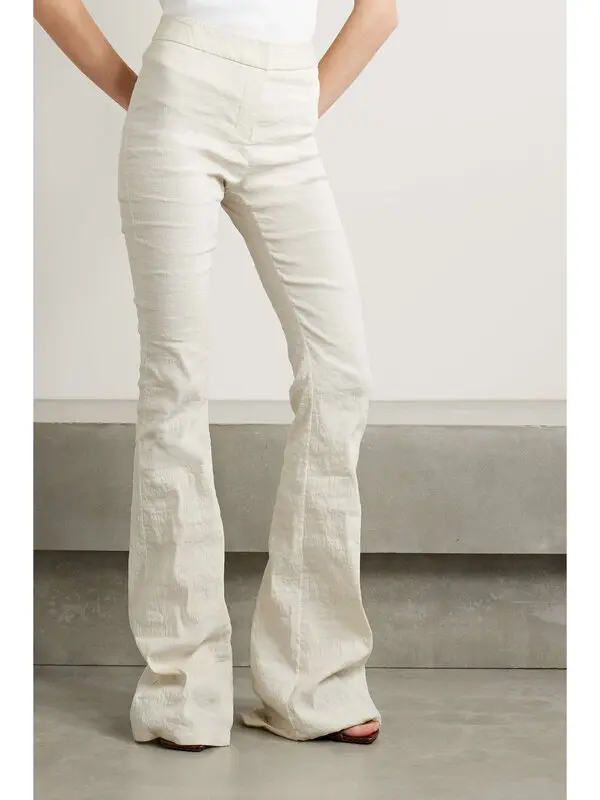Brandon Maxwell The Fae Crinkled Flared Trousers - Gray