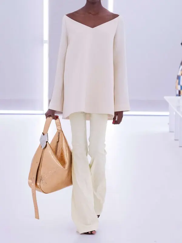 Brandon Maxwell The Fae Crinkled Flared Trousers - Gray
