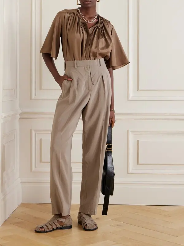 JOSEPH Tarn Pleated Wide-leg Pants