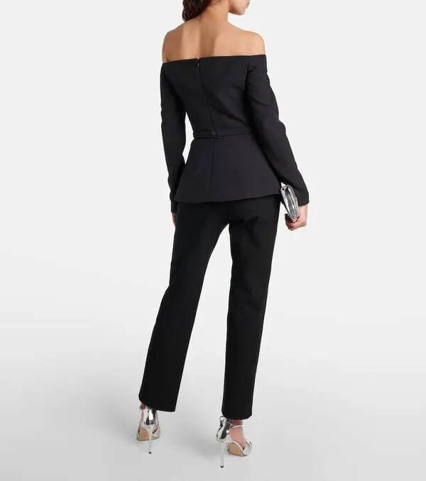 Safiyaa Brien Off-shoulder Crêpe Peplum Top
