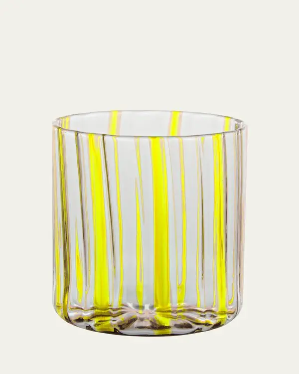 TUTTOATTACCATO Stripe Low Drinking Glass, 11.15 Oz - Lemon Yellow