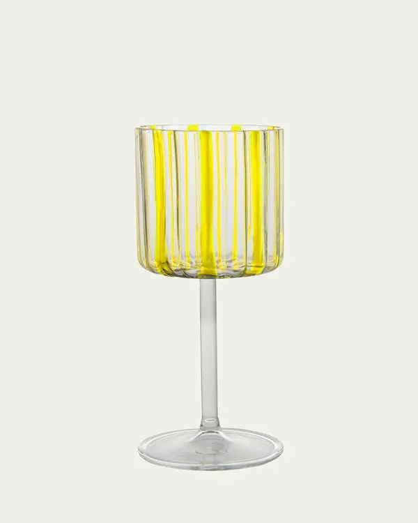 TUTTOATTACCATO Stripe Wine Glass, 6.75 Oz - Lemon Yellow