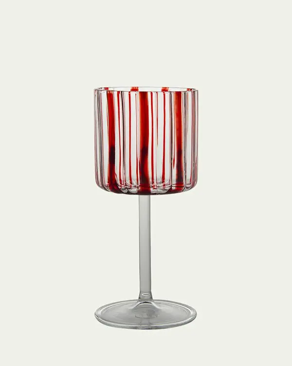 TUTTOATTACCATO Stripe Wine Glass, 6.75 Oz - Red