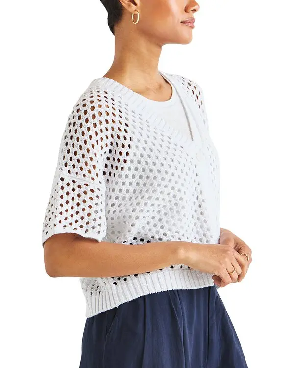 Splendid Nova Pointelle Cardigan - White