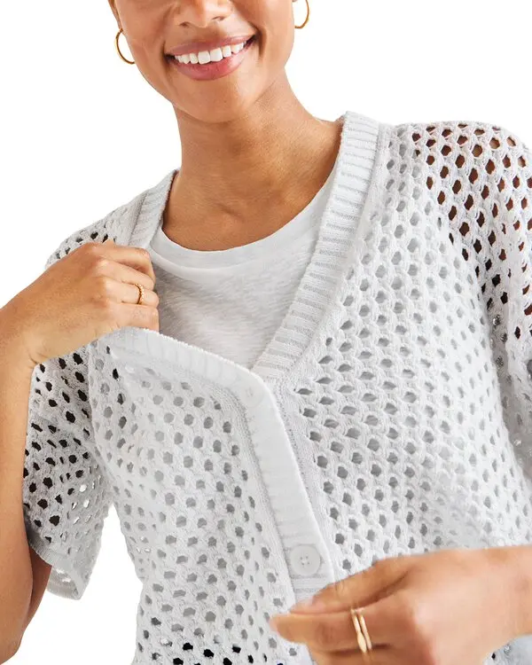 Splendid Nova Pointelle Cardigan - White