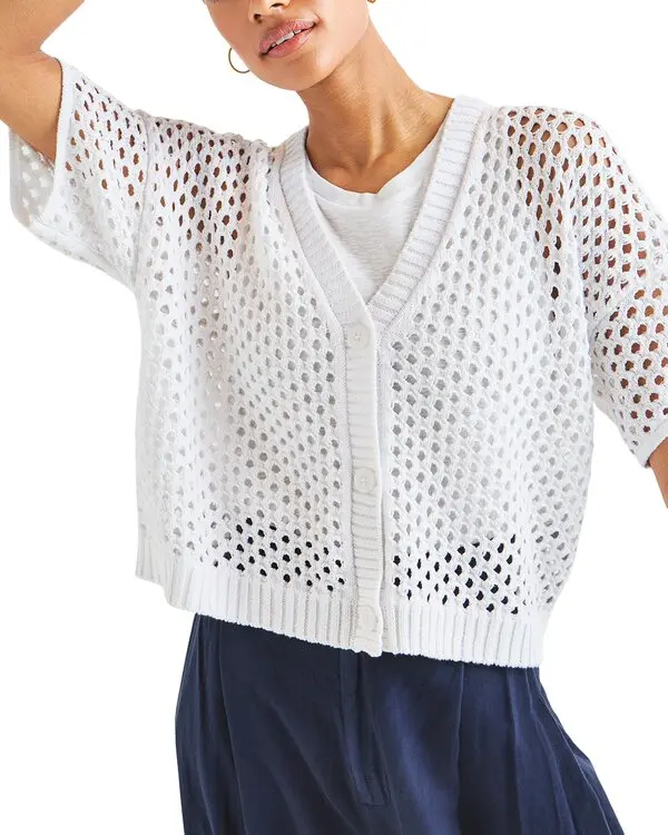 Splendid Nova Pointelle Cardigan - White