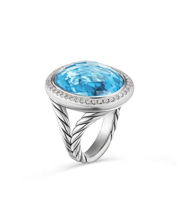David Yurman Albion Oval Ring, 21mm - Blue Topaz/silver