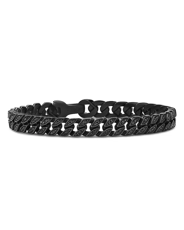 David Yurman Curb Chain Bracelet In Titanium With Diamonds - Black