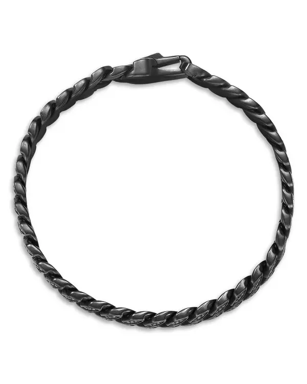David Yurman Curb Chain Bracelet In Titanium With Diamonds - Black