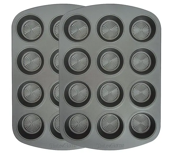 TASTE OF HOME Set Of 12-cup Non-stick Metal Muffin Pan - One-color