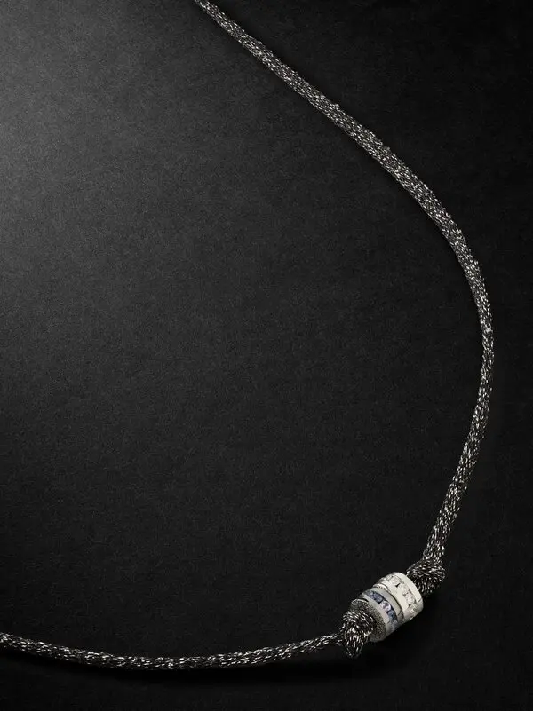 Carolina Bucci Forte Blackened And White Gold, Sapphire, Diamond And Lurex Necklace - Silver