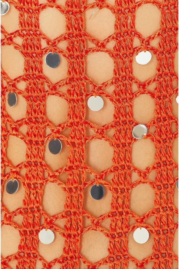 Calle Del Mar Square Neck Crochet Dress In Orange In Tomato - 89% Off |  Editorialist