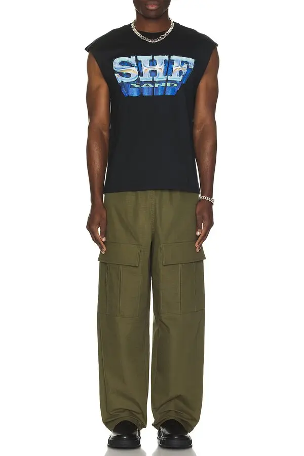 Sky High Farm Workwear Sand Sleeveless T Shirt In Black - 80% Off