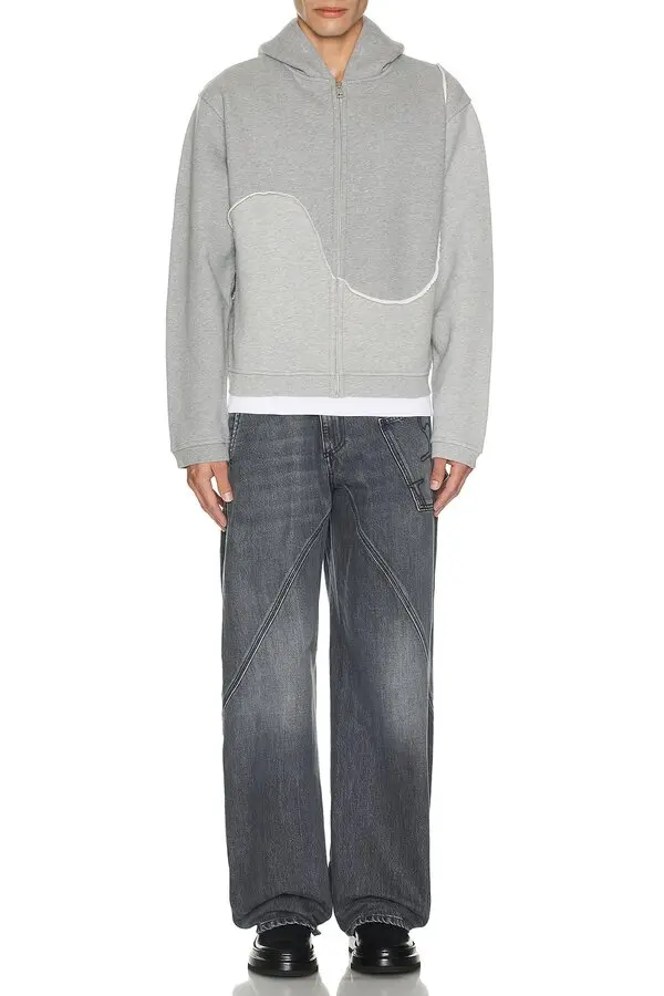 Erl Swirl Zipped Hoodie Knit In Grey - 58% Off | Editorialist