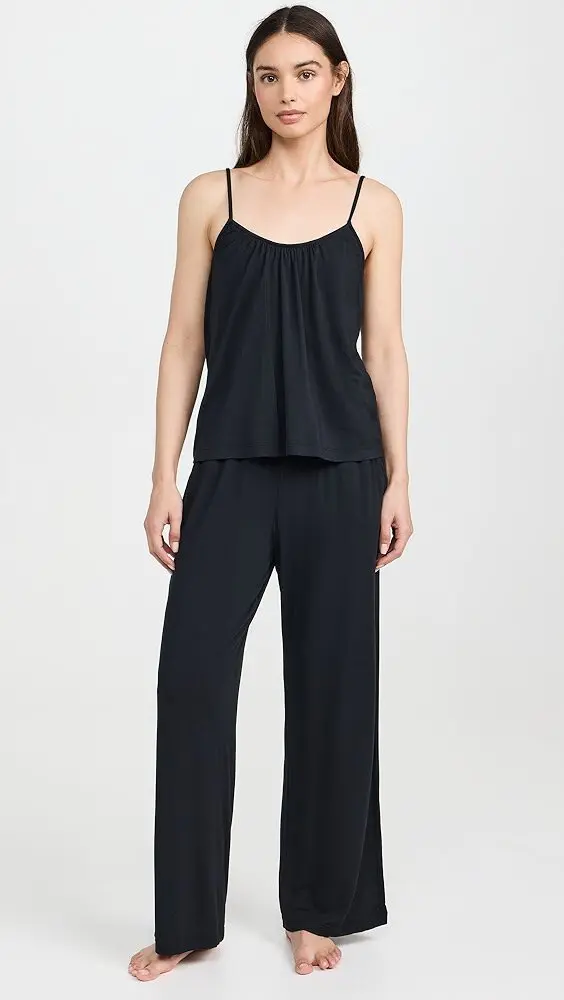 Eberjey Gisele Tencel Modal Cami & Pant Pajama Set - Black