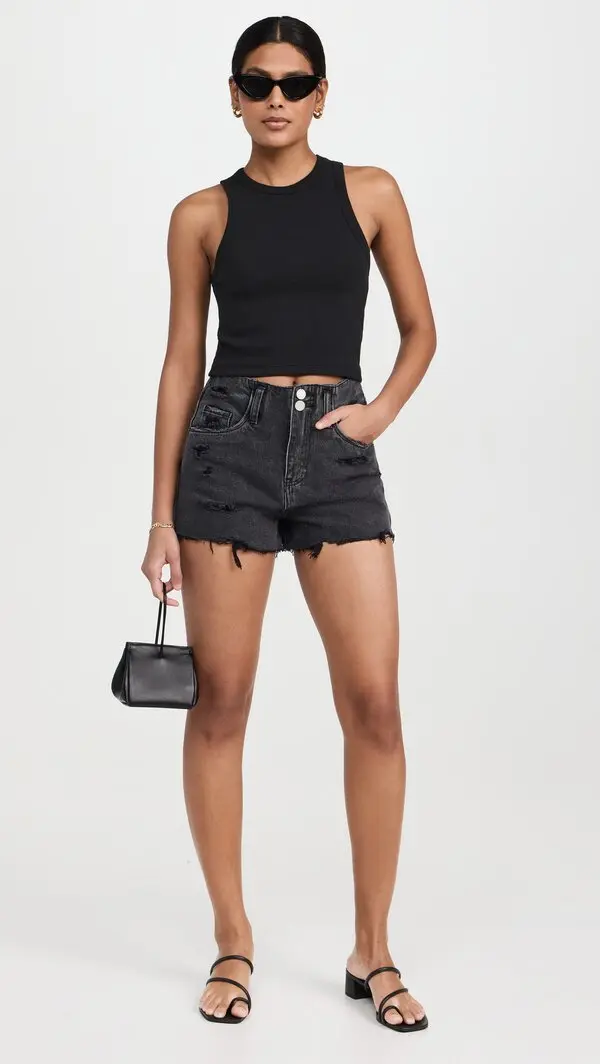 Sold Out NYC Cropped Ribbed Tank - Black