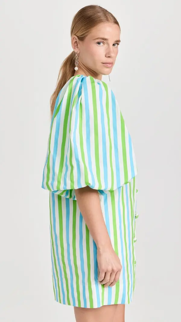 rhode green striped dress RHODE Regina Jacquard-knit Midi Dress - Women - Blue Dresses