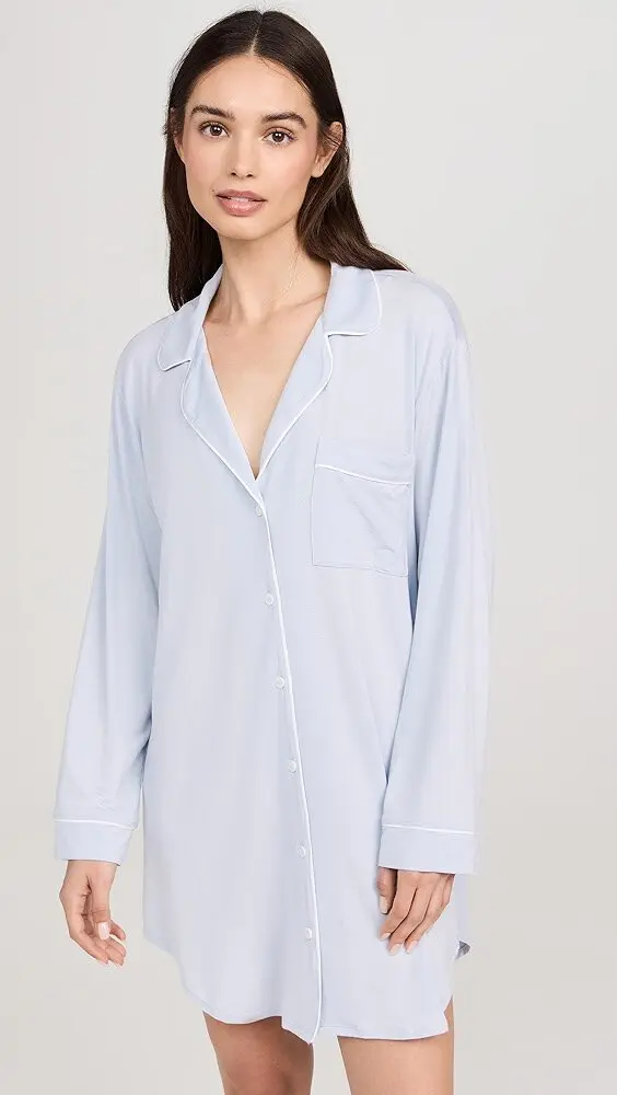 Eberjey Gisele Sleepshirt - Ice Blue/ivory