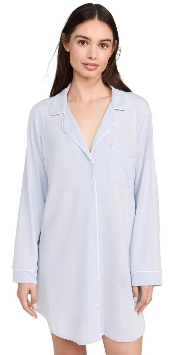 Eberjey Gisele Sleepshirt - Ice Blue/ivory
