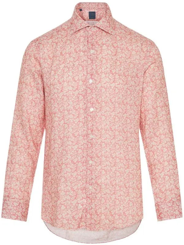 BARBA NAPOLI Floral-print Linen Shirt - Red