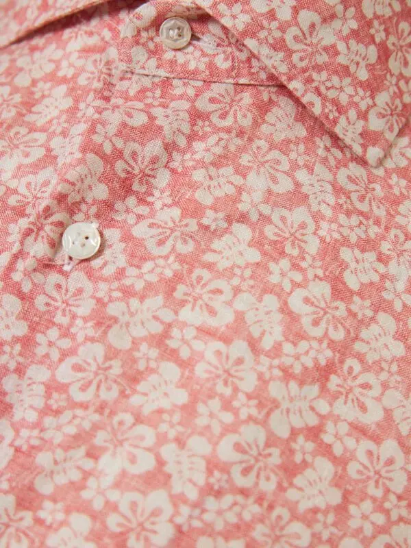 BARBA NAPOLI Floral-print Linen Shirt - Red