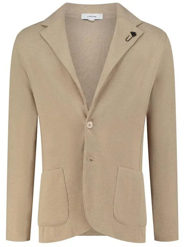 LARDINI Single-breasted Blazer With Brooch