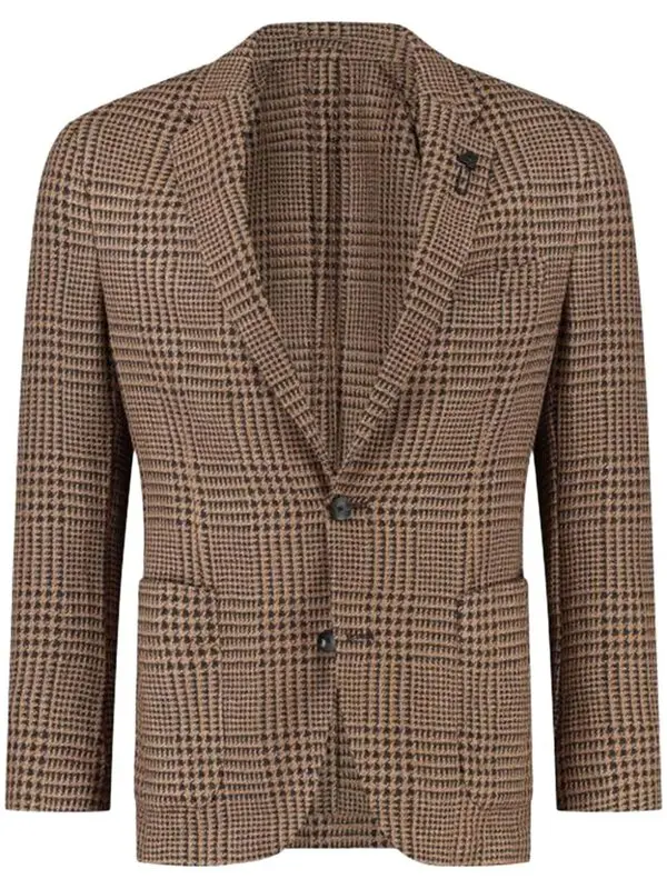 LARDINI Brooch-detail Single-breasted Blazer - Brown