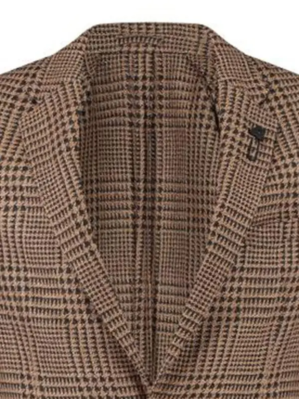 LARDINI Brooch-detail Single-breasted Blazer - Brown