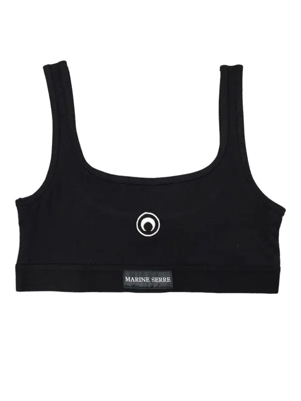 MARINE SERRE Crescent Moon-embroidered Bra - Black