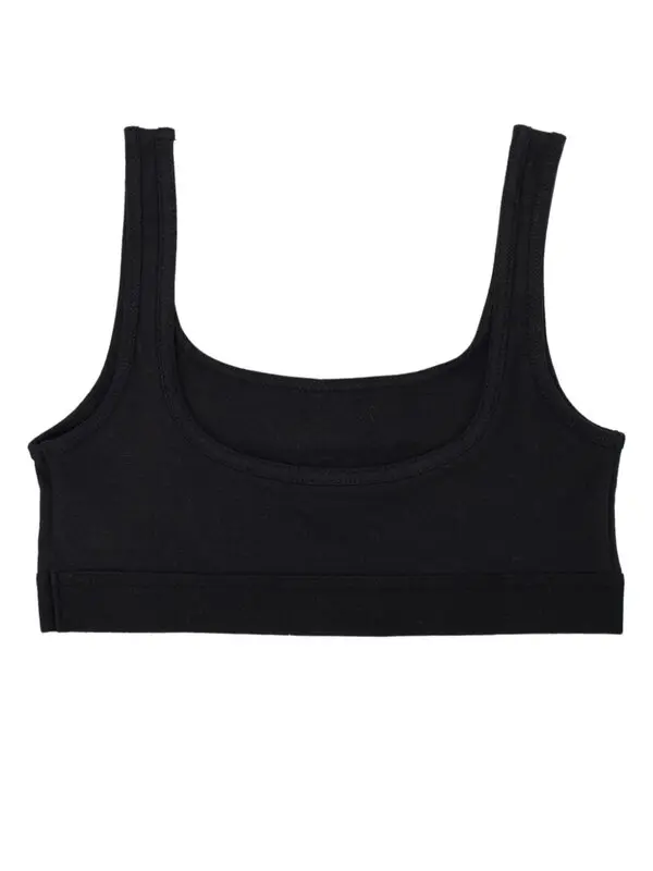 MARINE SERRE Crescent Moon-embroidered Bra - Black