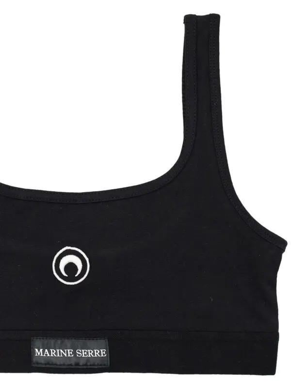 MARINE SERRE Crescent Moon-embroidered Bra - Black